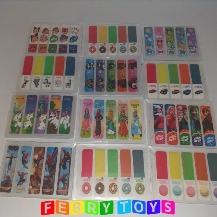 2 PACK ISI 200 PCS PEMBATAS BUKU KARAKTER ANAK DAN DEWASA / PEMBATAS ...