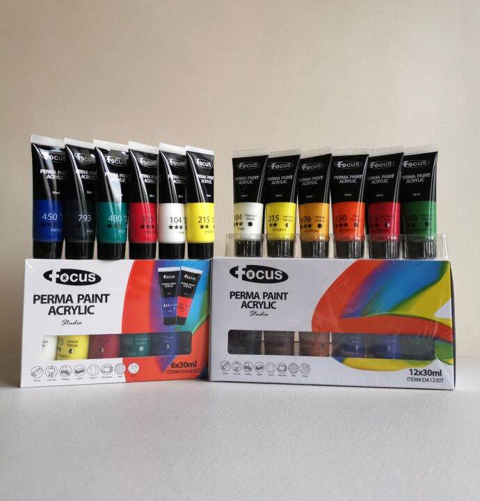 Focus Acrylic Paint [6/12 pcs x 30ml] | Lazada PH