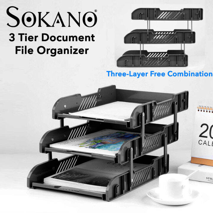 SOKANO (CY6340) 3 Layer Document File Organizer Tray Organizer Table ...