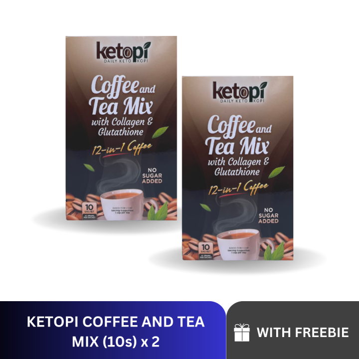 SET OF 2 Ketopi Coffee Plus Tea Mix With Collagen and Glutathione 12-in ...
