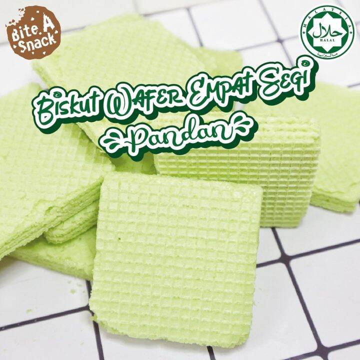 HALAL🌟Biskut Wafer Empat Segi (Pandan) | Square Wafer Biscuits (Pandan ...