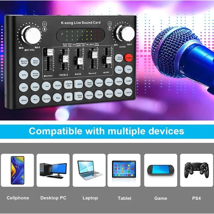effective [Local Stock]Sound Card V8 Pro Live Audio Interface for Phone ...