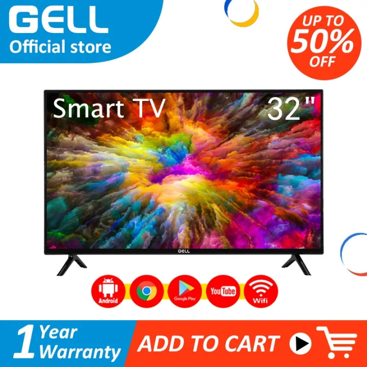 GELL 32 Inch tv flat screen smart tv sale Android system Ultra-slim Built-in Netflix and Youtube ...