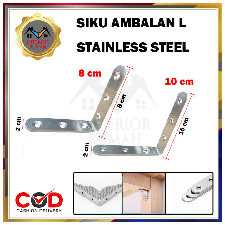 Bracket Siku Ambalan L 8 cm & 10 cm / Siku L / Siku Rak FREE SKRUP ...