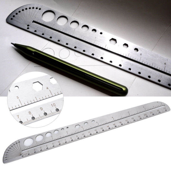 Metal Ruler Multifunctional Stainless Steel Scale Ruler Compass ...