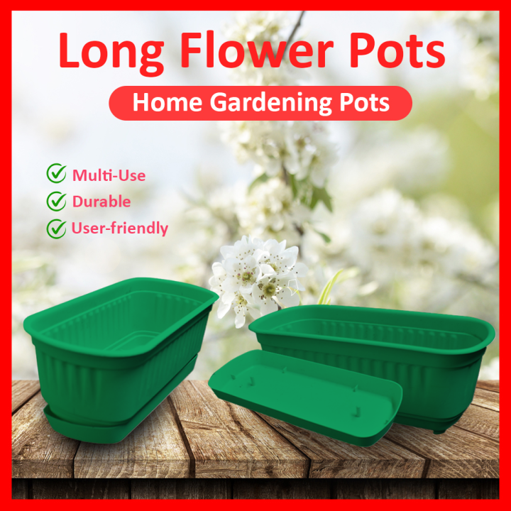 Plastic Long Rectangular Plant Pot For Gardening Plot Flower | Lazada PH