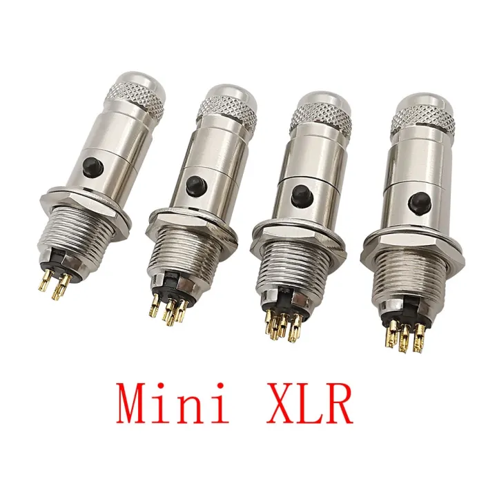 Mini XLR 3 4 5 6 Pin Female Socket Male Plug Chassis Panel Mount Small ...
