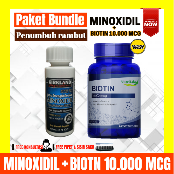 Minoxidil dan Biotin 10.000 Mcg isi 50 & 100 | Lazada Indonesia