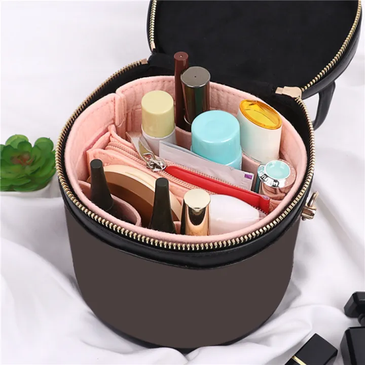 Simple Women Bucket Bag Felt Compartment Liner Bag Makeup Brush ...