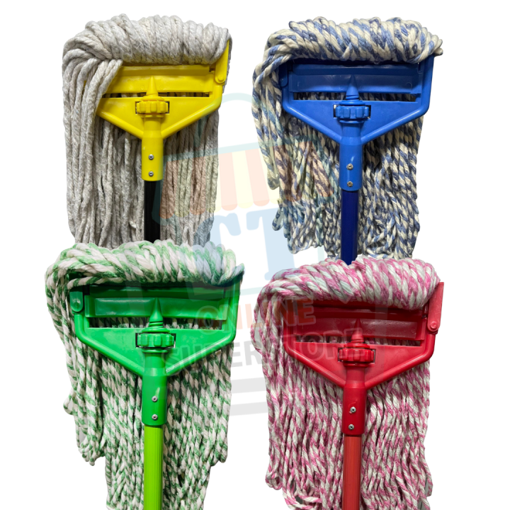 Mop Set - Colored Aluminum Mop Handle 4ft with Cotton Yarn Loop Mop ...