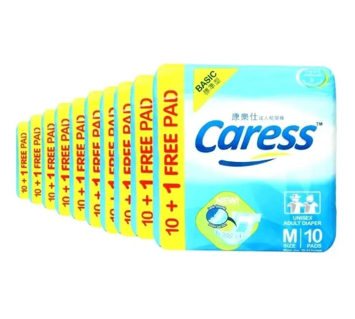 Caress Basic Adult Diaper Medium 10's x 10 packs - 1 case (100 pcs ...