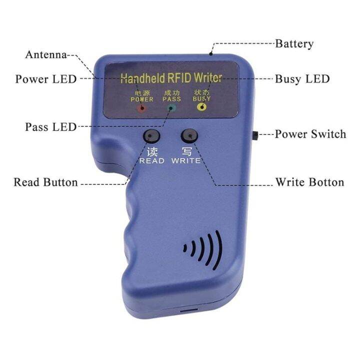 125 KHz RFID ID Copier, Handheld ID Card Reader Writer Duplicator + 6 ...