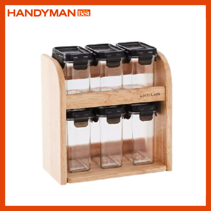 LocknLock Modular Spice 6-piece Set with Wooden Rack (HTE571S6) | Lazada PH