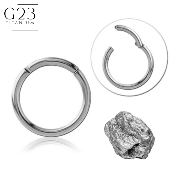 Titanium G23 hinged segment ring, 16g (1.2mm) - วงแหวนส่วนบานพับไทเทเนียม G23, 16g (1.2 มม. ...