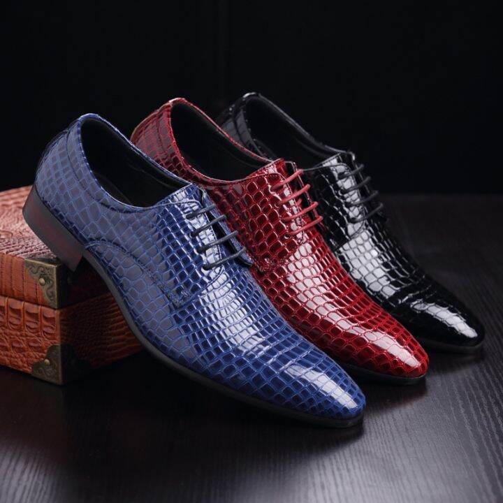 Ready Stock. Formal Men Shoes Snake Print Men's Lace-up Low-top Leather ...