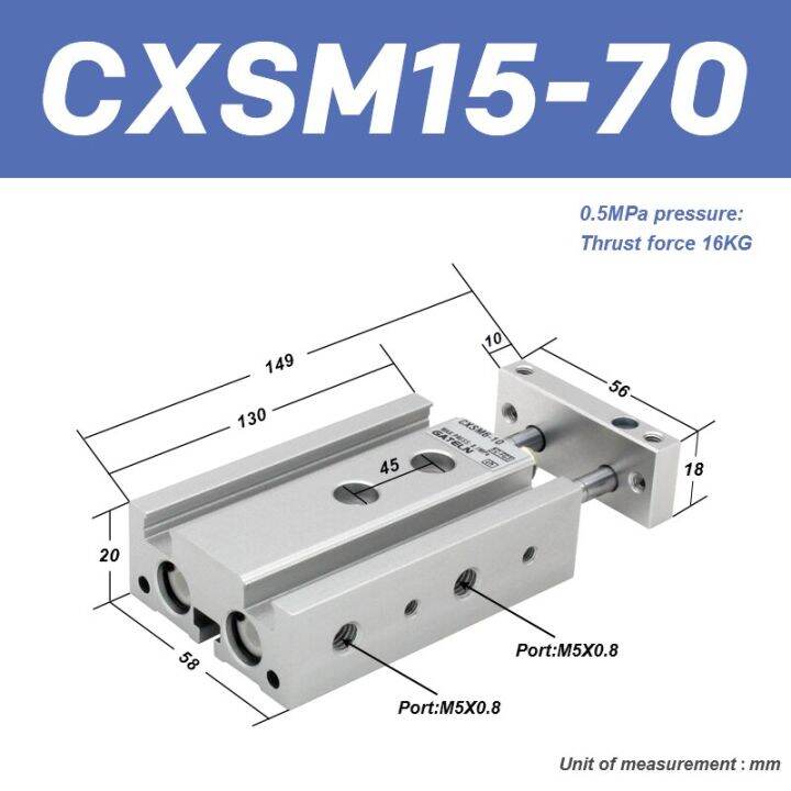 SMC type Dual Rod Cylinder CXSM15 Slide bearing air pneumatic cylinder Built-in magnet CXSM15-10 ...