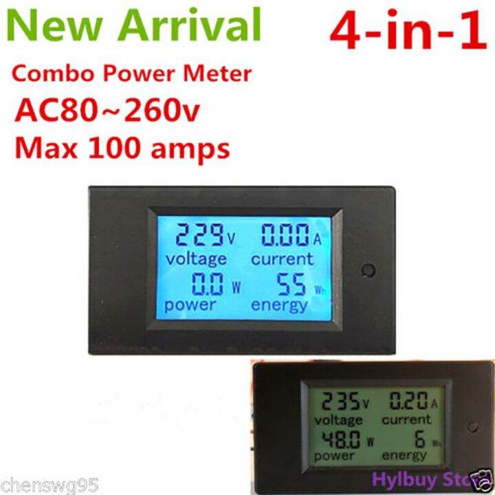 100A AC Power Meters Monitor Volt Amp KWh Watt Digital Combo Meter AC220v 230V | Lazada.co.th