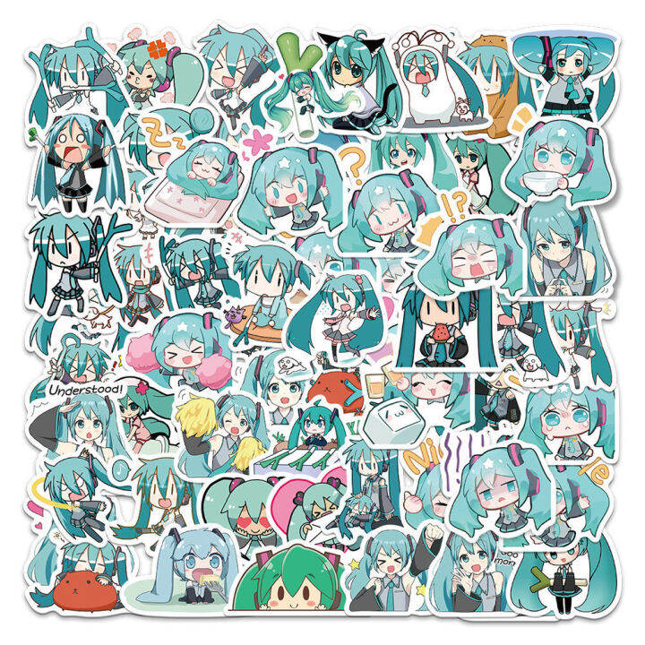 60 sheets cartoon Hatsune Miku waterproof stickers notebook luggage ...