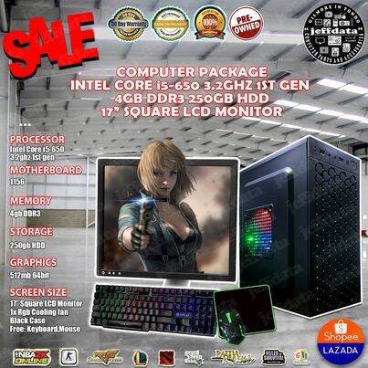 Computer Package Intel i5-650 4gb ddr3 250gb 512mb 64bit 17"sq lcd ...