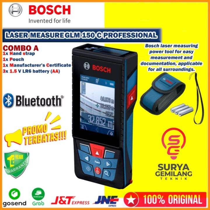Bosch Laser Distance Meter / Pengukur Jarak Laser 150Meter GLM 150 C / Meteran Laser Digital ...