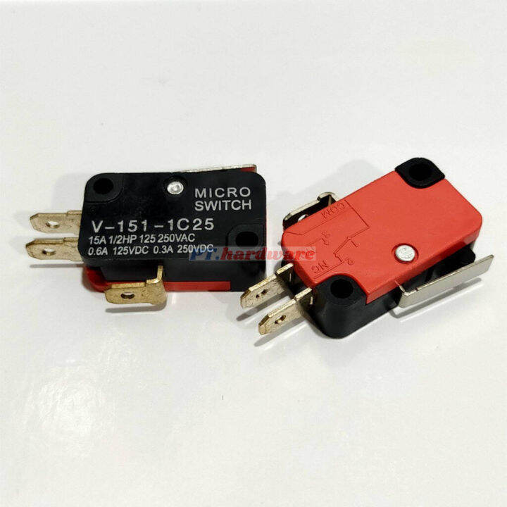 สวิทช์ ไมโครสวิทช์ ลิมิตสวิทช์ Micro Switch Limit Switch 3 ขา 15A 250V #V-151-1C25 MS ดำ-แดง (1 ...