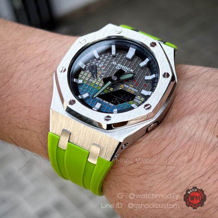 G-Shock Casioak Offshore Aventador Green Rubber Strap Rainbow Music ...