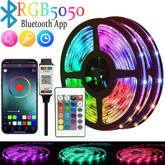 RGB 5050 Led Strip Light Flexible Ribbon Lighting Bluetooth Model IR ...