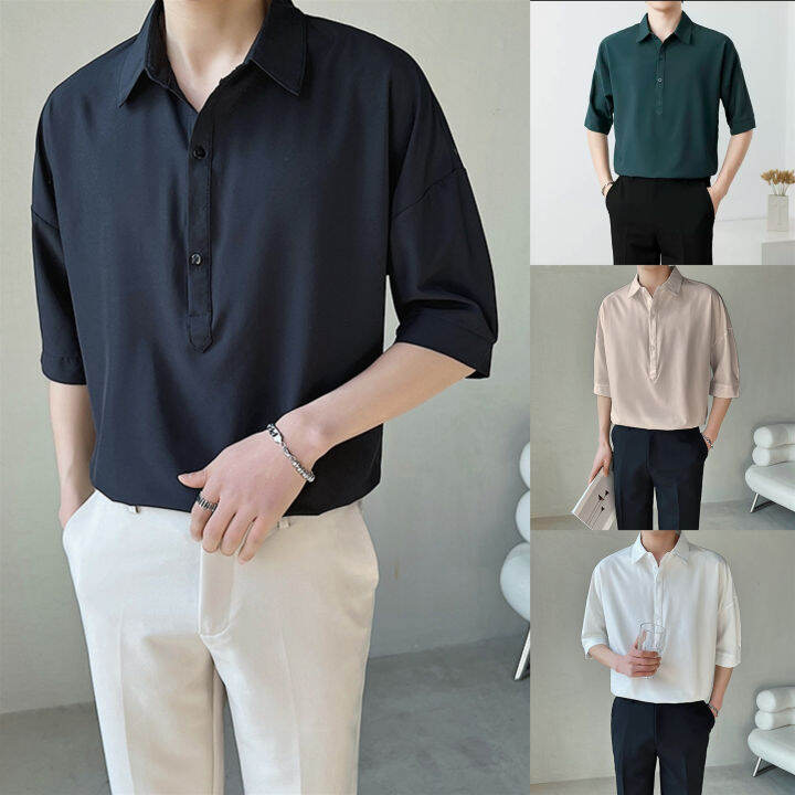 Huilishi New Plain Mens Short Sleeve Fashion Polo Lazada Ph