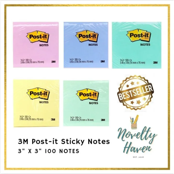 NEW COLORS 3M Post-it 3" x 3" Pastel Color Sticky Notes 100ct Sold Per ...