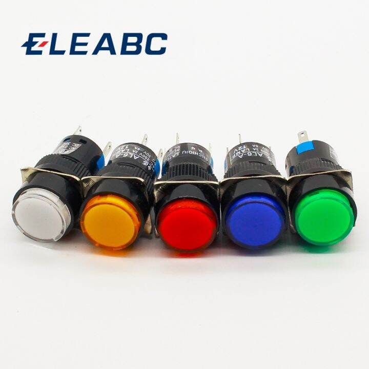 16mm DC 6V 12V 24V 220V LED Push Button Switch Blue Green Red Yellow ...
