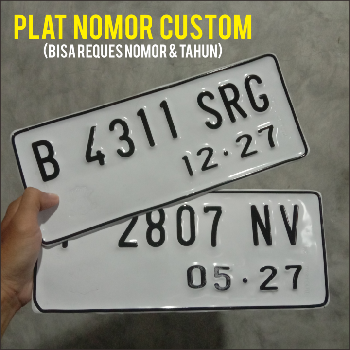 Plat nomor custom / plat nomor motor 1 set / plat nomor baru putih ...