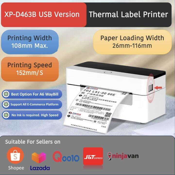 XPrinter D463B Thermal Label AWB Printer USB Version (A6 Air Waybill ...
