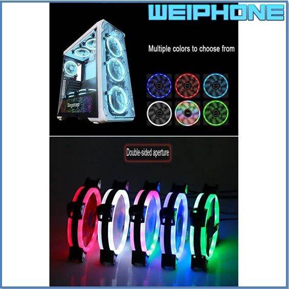 120mm CPU Fan Cooler Case Chassis Cooling Dual Ring Double Sided LED ...