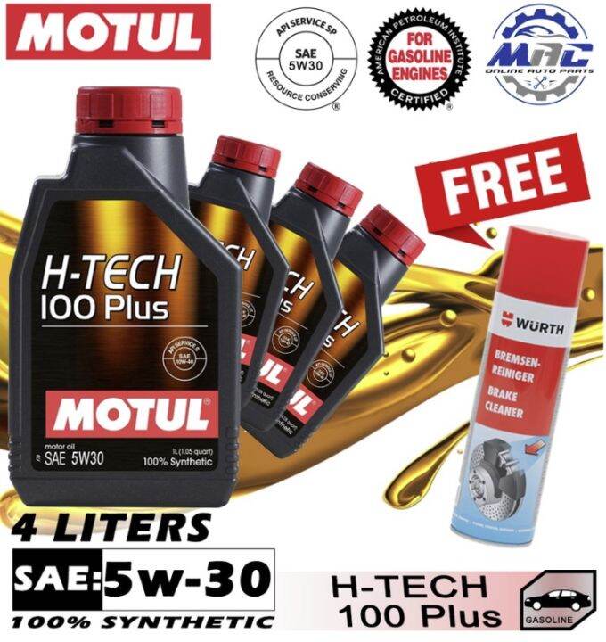 Motul H-Tech 100 Plus Sae 5w30 100% Synthetic 4 Liters with free ...