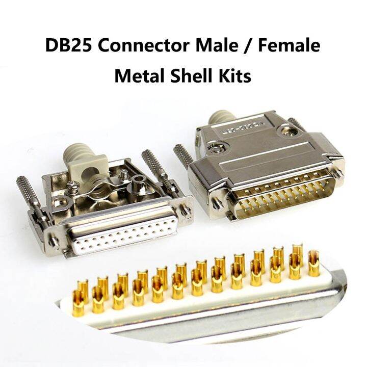 DB25 Male Plug / Female Socket Metal Shell Kit 2 Rows 25 Pin Serial ...