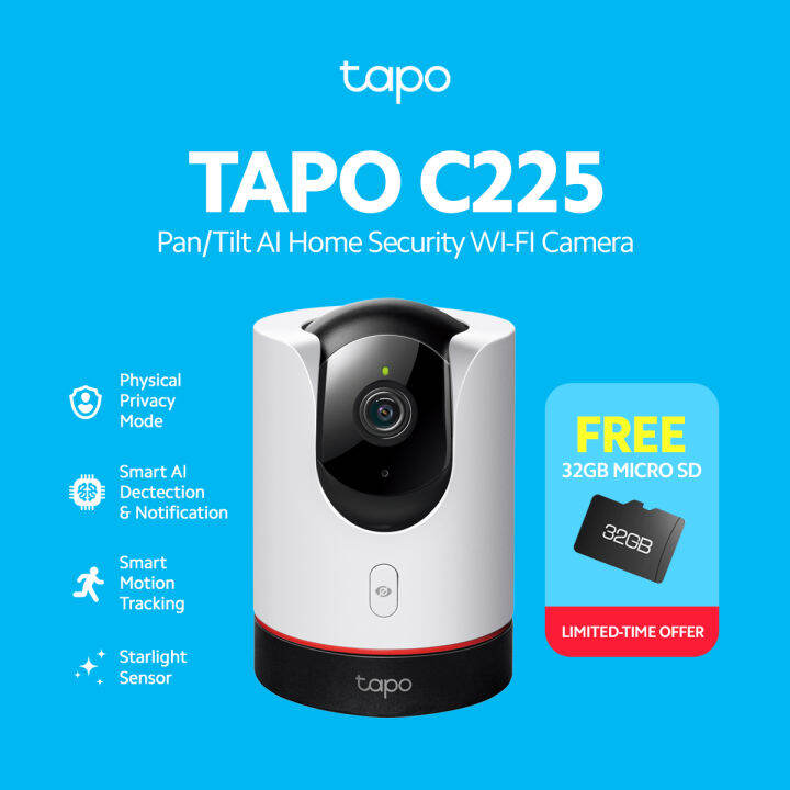 Tapo C225 Pan/Tilt AI Home Security Wi-Fi Camera with Free 32GB Micro SD (Limited-Time Offer ...