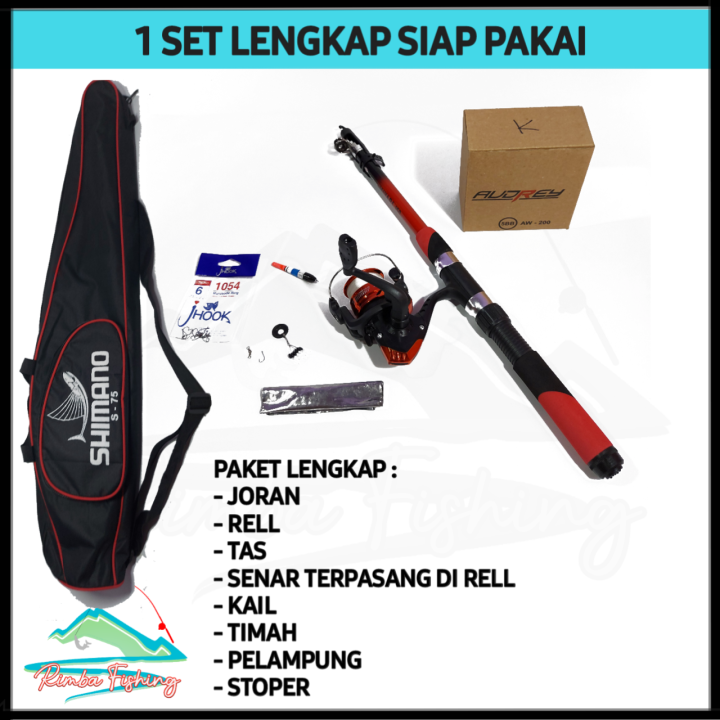1 Set Pancing Lengkap Siap Pakai/ Set Joran Teleskopik 150 cm/ Set Reel ...