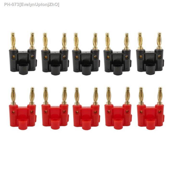 ♈ 10Pcs/5Pair Double Row 4mm Banana Plug Audio Speaker Connector Twin ...