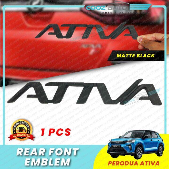 Perodua Ativa Car Logo Rear Font Emblem Matt Black | Lazada