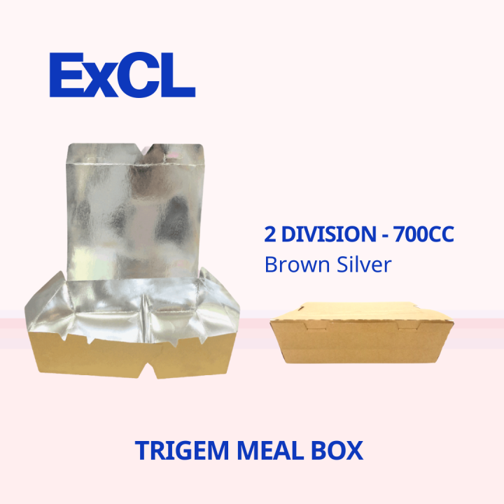 ExCL - Trigem Lunch Box-2 w/ division 700cc Brown Silver - (1 Pack x ...