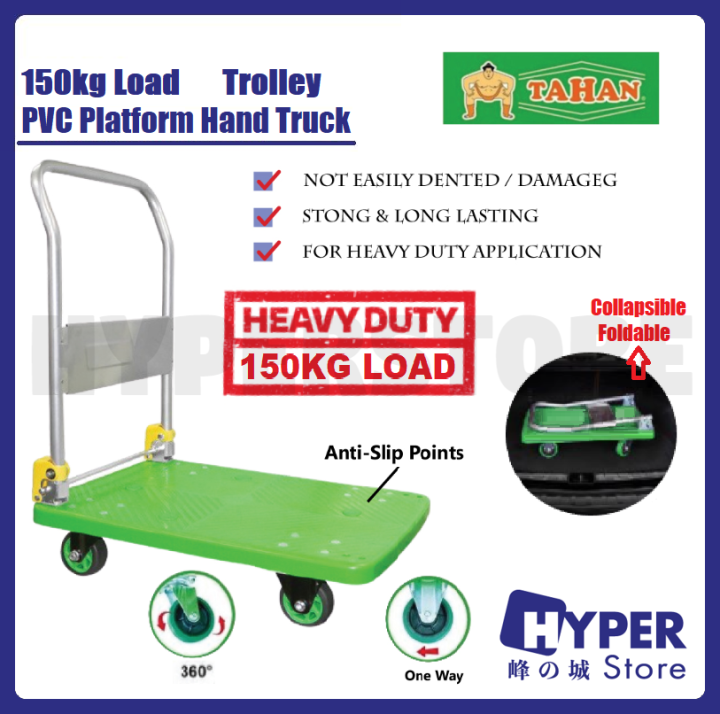 TAHAN 150kg Load PVC Platform Hand Truck Trolley / Lori Tangan Platform ...