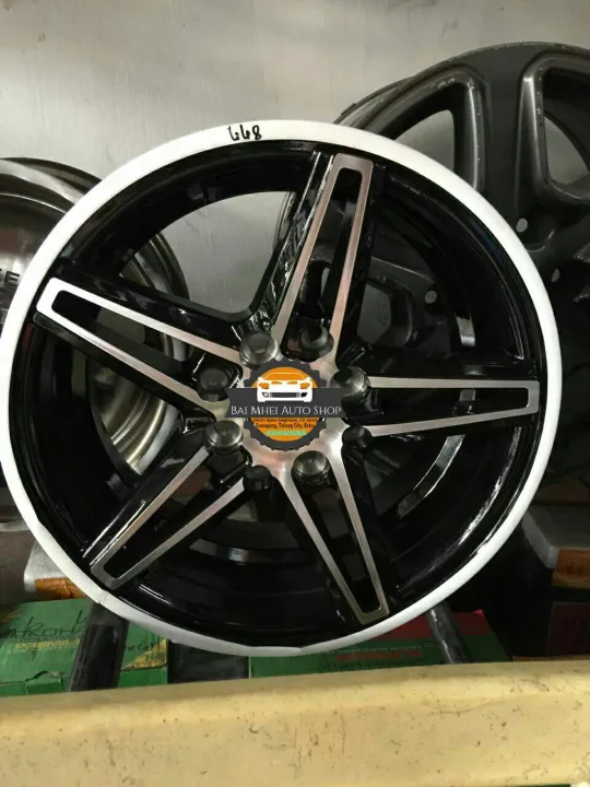 K&M Brand New Rims (ONLY) | R14 | 668 Black & Silver | Set of 4 | Lazada PH