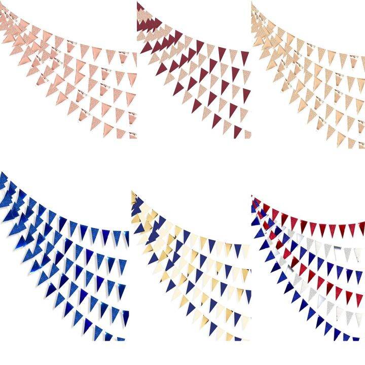 3M Rose Gold Paper Bunting Triangles Flags Marriage Garlands Wedding ...
