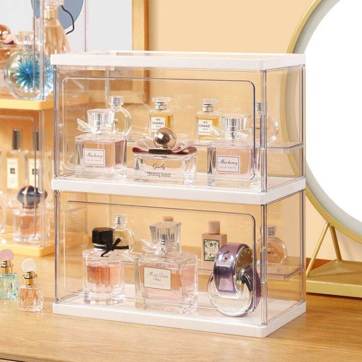 Perfume Organizer Box Transparent Dust Proof Acrylic Perfume Display ...