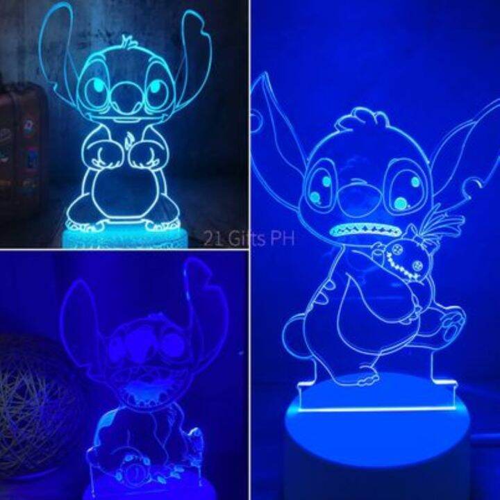 STITCH 3D Acrylic LED Lamp Night Desk Table Lamp gifts personal lilo ...