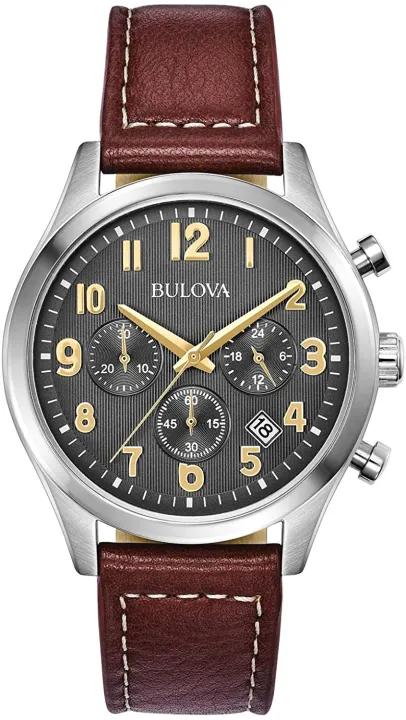Bulova Men's Watch Silver Tone/Brown | Lazada.co.th