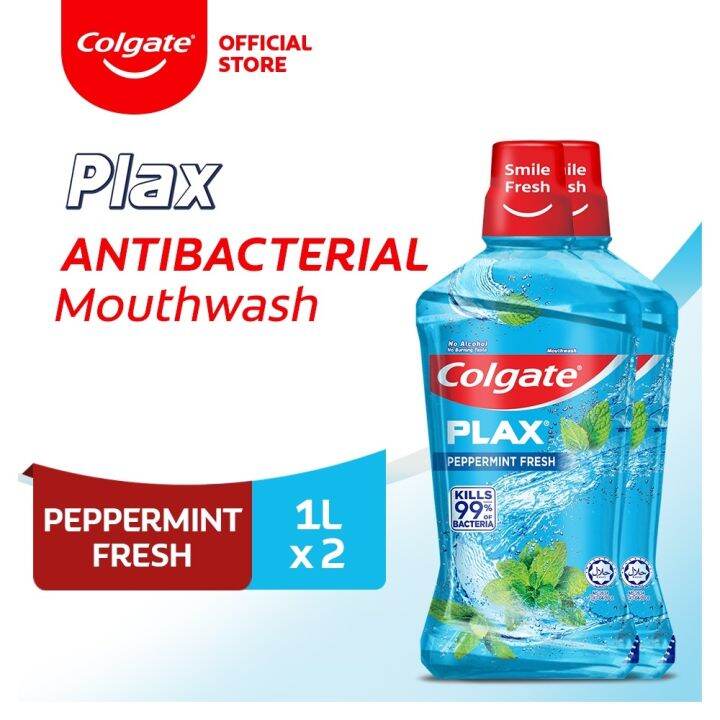 inqhgp Colgate Plax Peppermint Flavor Antibacterial Mouthwash 1L Pack ...