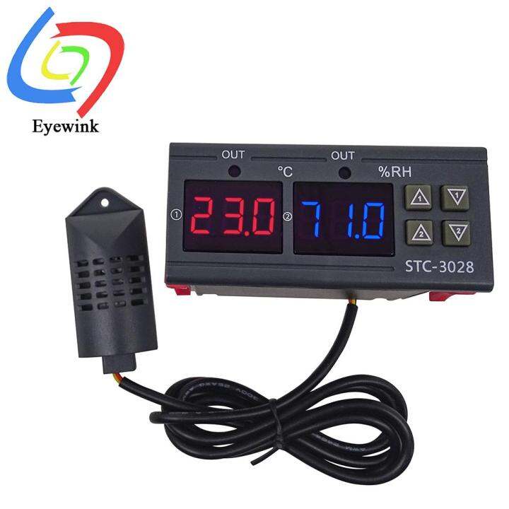Dual Display Digital STC-3028 12V 24V 220V 10A Temperature Humidity Meter Thermostat Thermometer ...