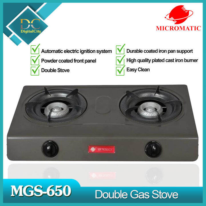Micromatic MGS-650 Double Burner Gas Stove (Grey) | Lazada PH