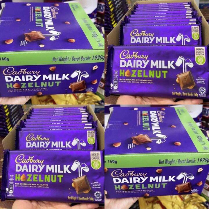 CADBURY DAIRY MILK HAZELNUT 1 BOX (160g x 12 pcs) (Exp.2024)♘ | Lazada PH